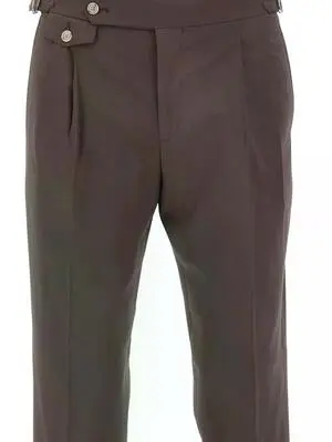 BARBA NAPOLI Front Pleats Side Buckle Trousers