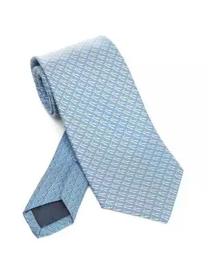 FERRAGAMO Pattern-print Neck Tie - Blue