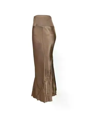 Rick Owens Ribbed Waist Bias Skirt - Brown