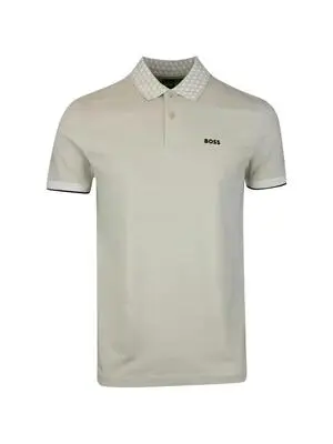 BOSS Paddy Patterned Collar Polo Shirt - Neutrals