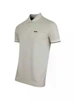 BOSS Paddy Patterned Collar Polo Shirt - Neutrals
