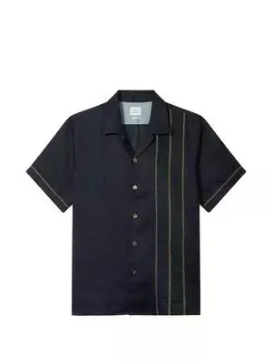 Paul Smith Casual-fit Piece-dyed Shirt With Embroidery - Blue