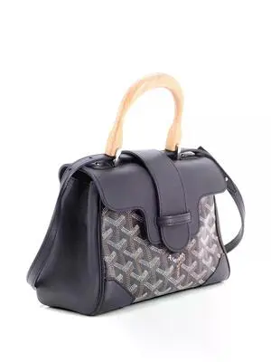 Goyard Saigon Top Handle Mini Shoulder Bag Coated Canvas With Leather - Black