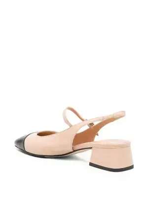 JULIE DEE Cap-toe Slingback Heeled Pumps - Neutrals