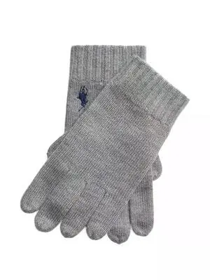 Polo Ralph Lauren Ribbed Gloves With Embroidered Logo - Grey