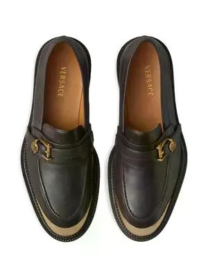 Versace Primo Leather Loafers - Brown