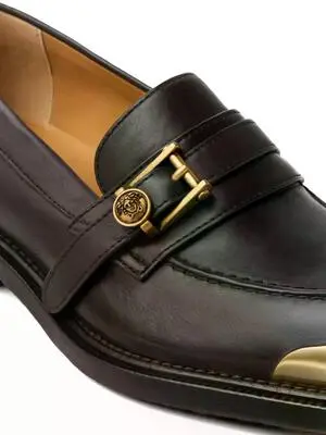 Versace Primo Leather Loafers - Brown