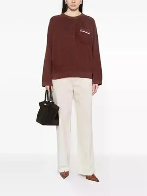 Brunello Cucinelli Patch Pocket Ribbed Knit Sweater - Brown