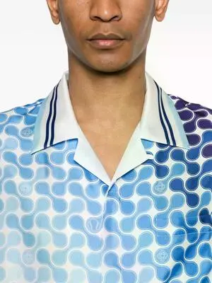 Casablanca Tennis Tile Cuban Patterned Shirt - Blue