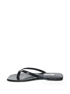 TOTEME Crocodile-effect Leather Flat Sandals - Brown