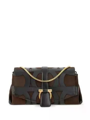 FERRAGAMO Mia Suede Crossbody Bag With Gancini Clasp