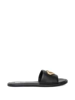 Moschino Heart Detail Slides - Black