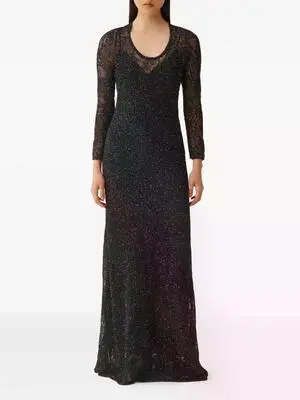 Fabiana Filippi Long-sleeve Maxi Dress - Black