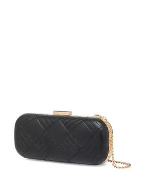 Moschino Quilted Embellished Clutch - Black