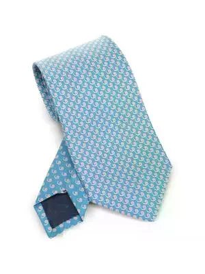 FERRAGAMO Snail-print Neck Tie - Blue