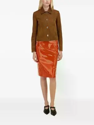FERRAGAMO Patent Leather Pencil Skirt - Orange