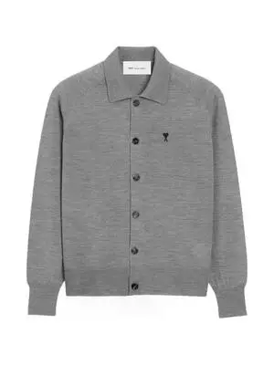 AMI Paris De Coeur Long-sleeve Cardigan - Grey