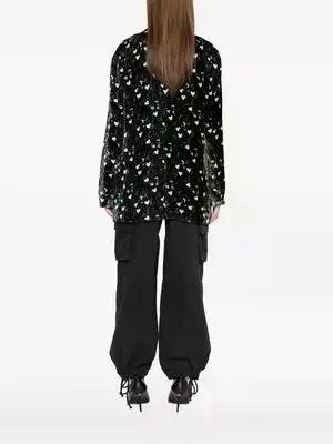 R13 Ragged Heart-print Blazer - Black