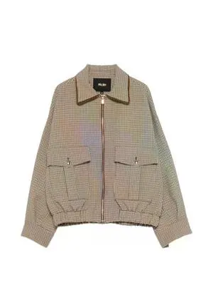 Maje Checked Pockets Bomber Jacket - Brown