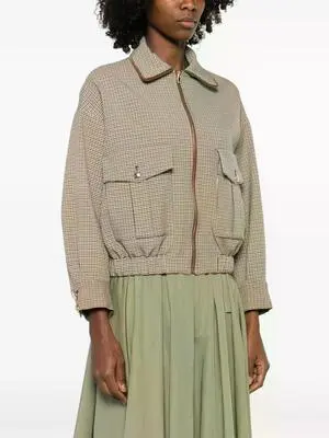 Maje Checked Pockets Bomber Jacket - Brown