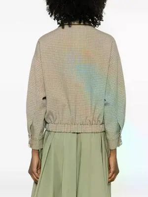 Maje Checked Pockets Bomber Jacket - Brown