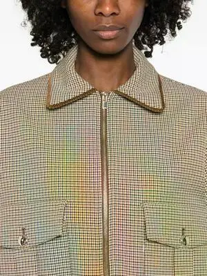Maje Checked Pockets Bomber Jacket - Brown