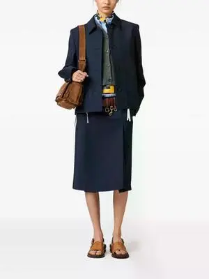 Miu Miu Sleeveless Poplin Shirt With Side Ties - Blue