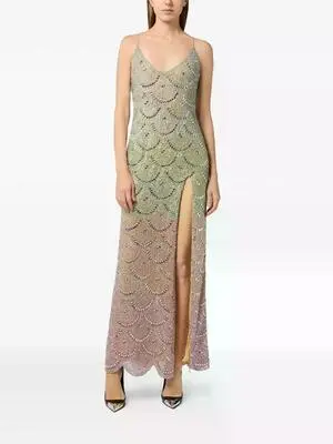 Philipp Plein Embellished Tulle Maxi Slip Dress