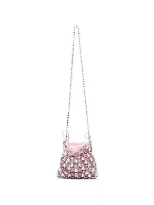 SELF-PORTRAIT Mini Crystal-embellished Shoulder Bag - Pink