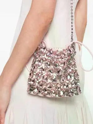 SELF-PORTRAIT Mini Crystal-embellished Shoulder Bag - Pink