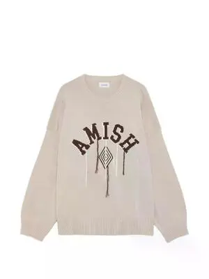 AMISH SUPPLIES Fray Graphic Print Crew-neck Sweater