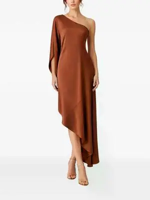 NOUVELLE SILK95FIVE Asymmetric One-shoulder Dress - Brown