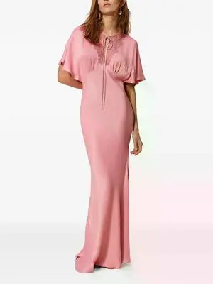 TWINSET Maxi Dress With Scalloped Embroidery And Open Back - Pink