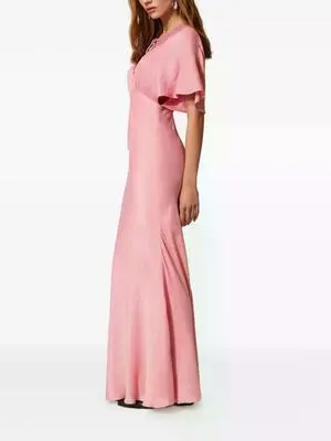 TWINSET Maxi Dress With Scalloped Embroidery And Open Back - Pink