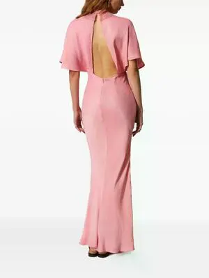 TWINSET Maxi Dress With Scalloped Embroidery And Open Back - Pink