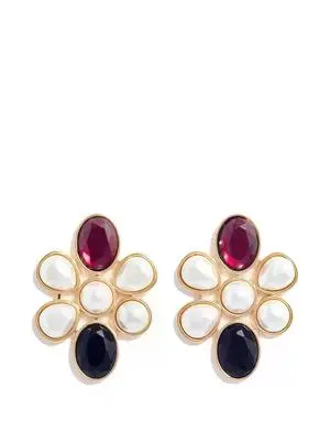 SELF-PORTRAIT Crystal Pearl Cluster Earrings - Gold