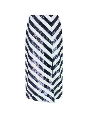 Ralph Lauren Striped Sequinned Midi Skirt