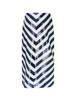 Ralph Lauren Striped Sequinned Midi Skirt