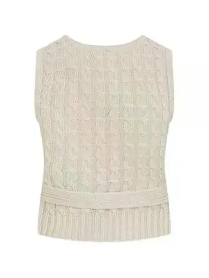 Max Mara Sleeveless V-neck Buttoned Vest With Knitted Back Panel - Neutrals
