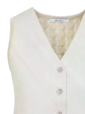 Max Mara Sleeveless V-neck Buttoned Vest With Knitted Back Panel - Neutrals