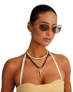 Le Specs Loveliness 58mm Square Sunglasses - Nude