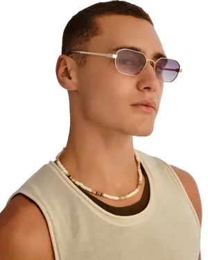 Le Specs Mythic Square Sunglasses - Gold/blue