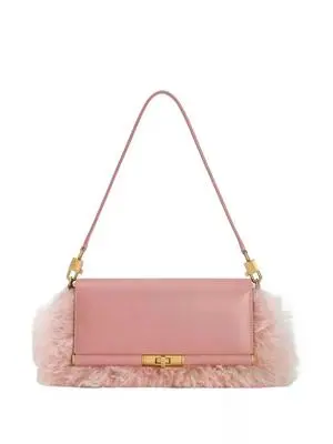 Dolce & Gabbana Marlene Shearling And Palmellato Calfskin Shoulder Bag - Pink