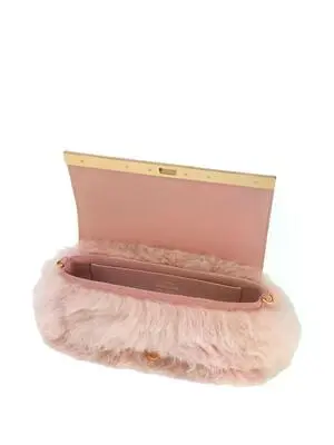 Dolce & Gabbana Marlene Shearling And Palmellato Calfskin Shoulder Bag - Pink