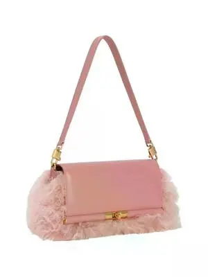 Dolce & Gabbana Marlene Shearling And Palmellato Calfskin Shoulder Bag - Pink