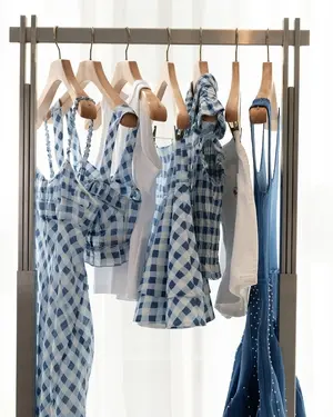 Sandro Gingham Linen Blend Crop Top - Blue / White
