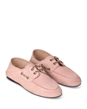 Sandro Suede Boat Shoe Loafers - Pink