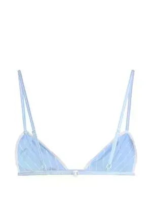 Dolce & Gabbana Striped Poplin Bra With Embroidery