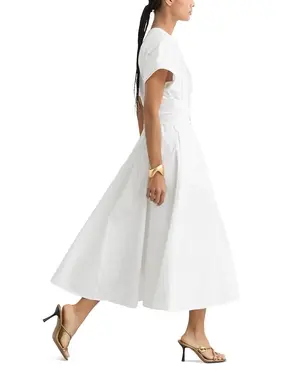 REISS Petite Cotton Belted Dress