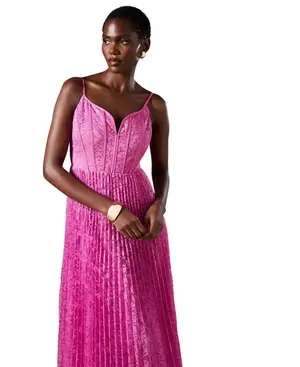 Coast Lace Pleated Maxi Dress